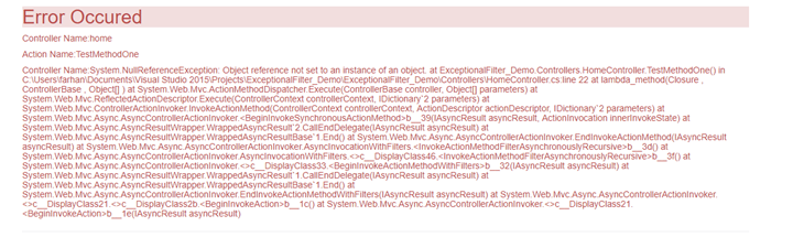 Exception Filter In Aspnet Mvc